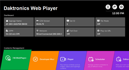 Daktronics Web Player (DWP) Support