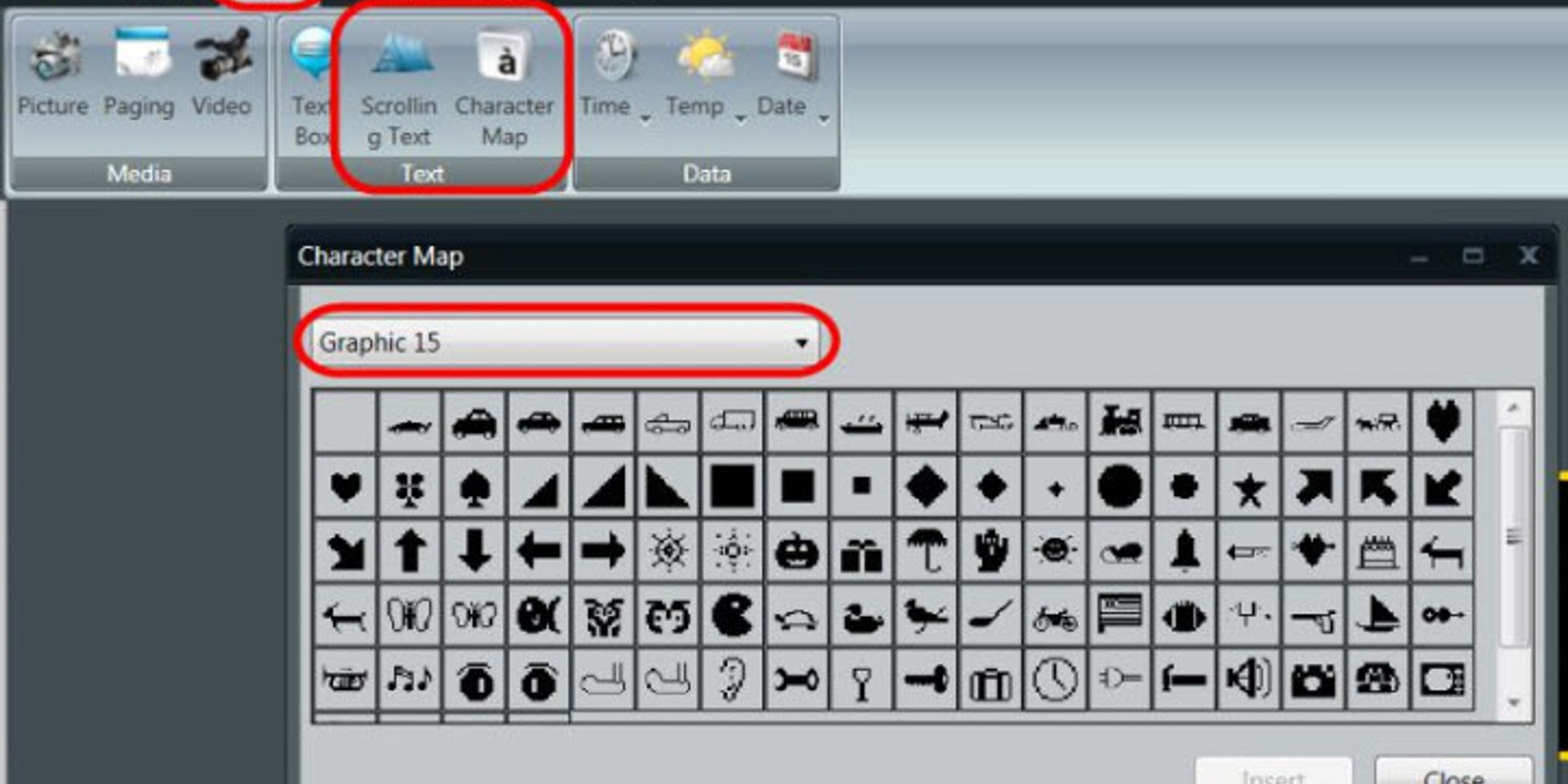 Small Display Help – Using the Character Map to Add Interest
